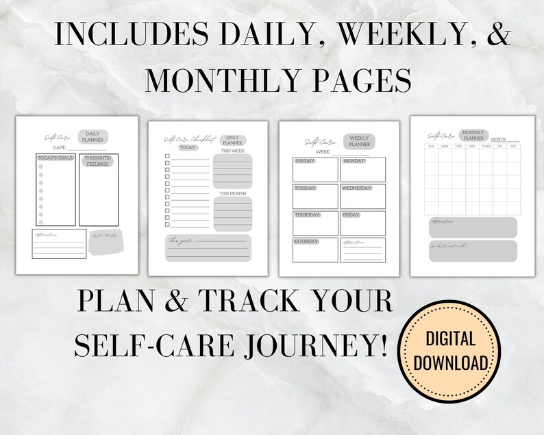 Self-care Mindfulness Printable Planner Tracker, Self Care Checklist ...