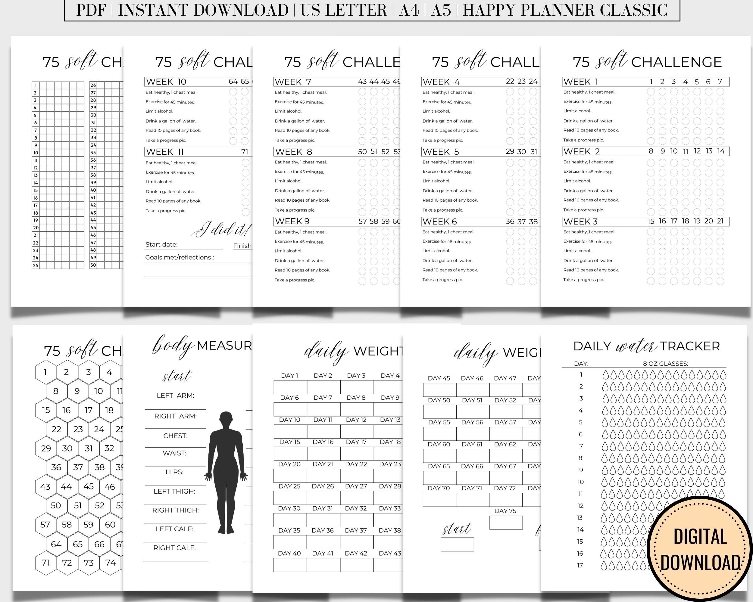 Editable 75 Soft Challenge Bundle Printable, 75 Soft Tracker, 75 Soft ...