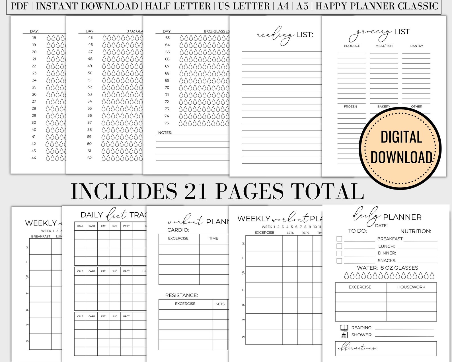 75 Mom Challenge Printable Bundle, 75 Mom Tracker, 75 Mom Printable, 75 ...