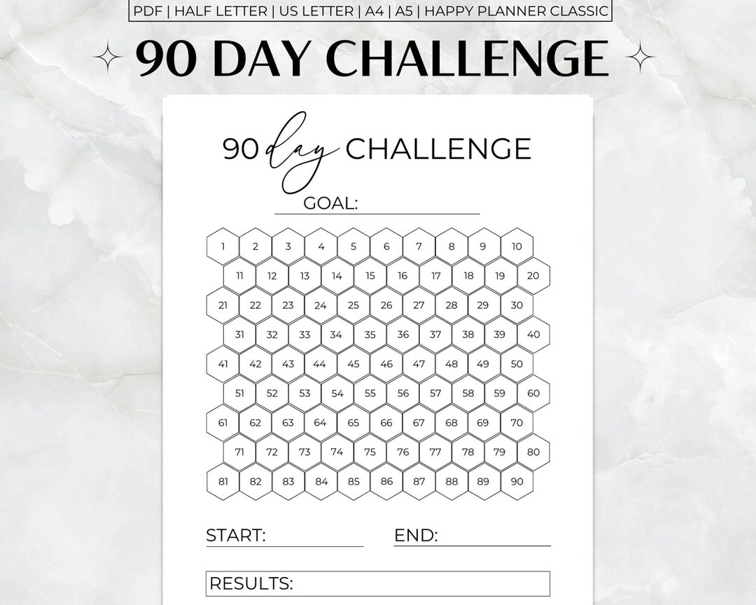 90 Day Challenge Printable, 90 Day Goal Tracker, Monthly Goal Planner ...