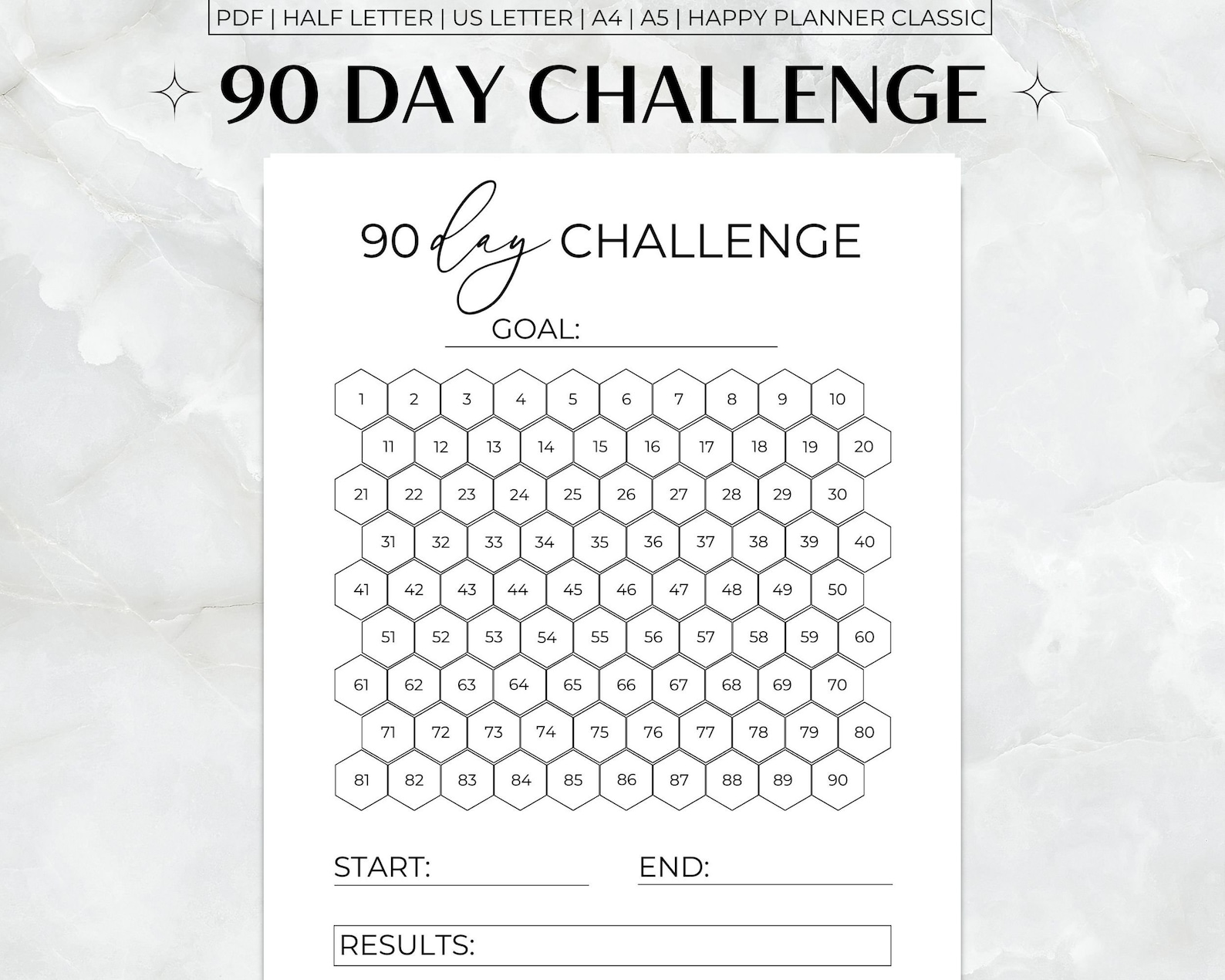 90 Day Challenge Printable, 90 Day Goal Tracker, Monthly Goal Planner ...