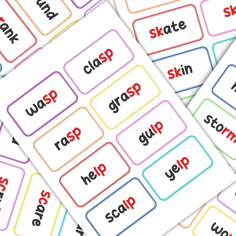 298 Consonant Blend Words Flashcards Printable Montessori Phonic Cards ...