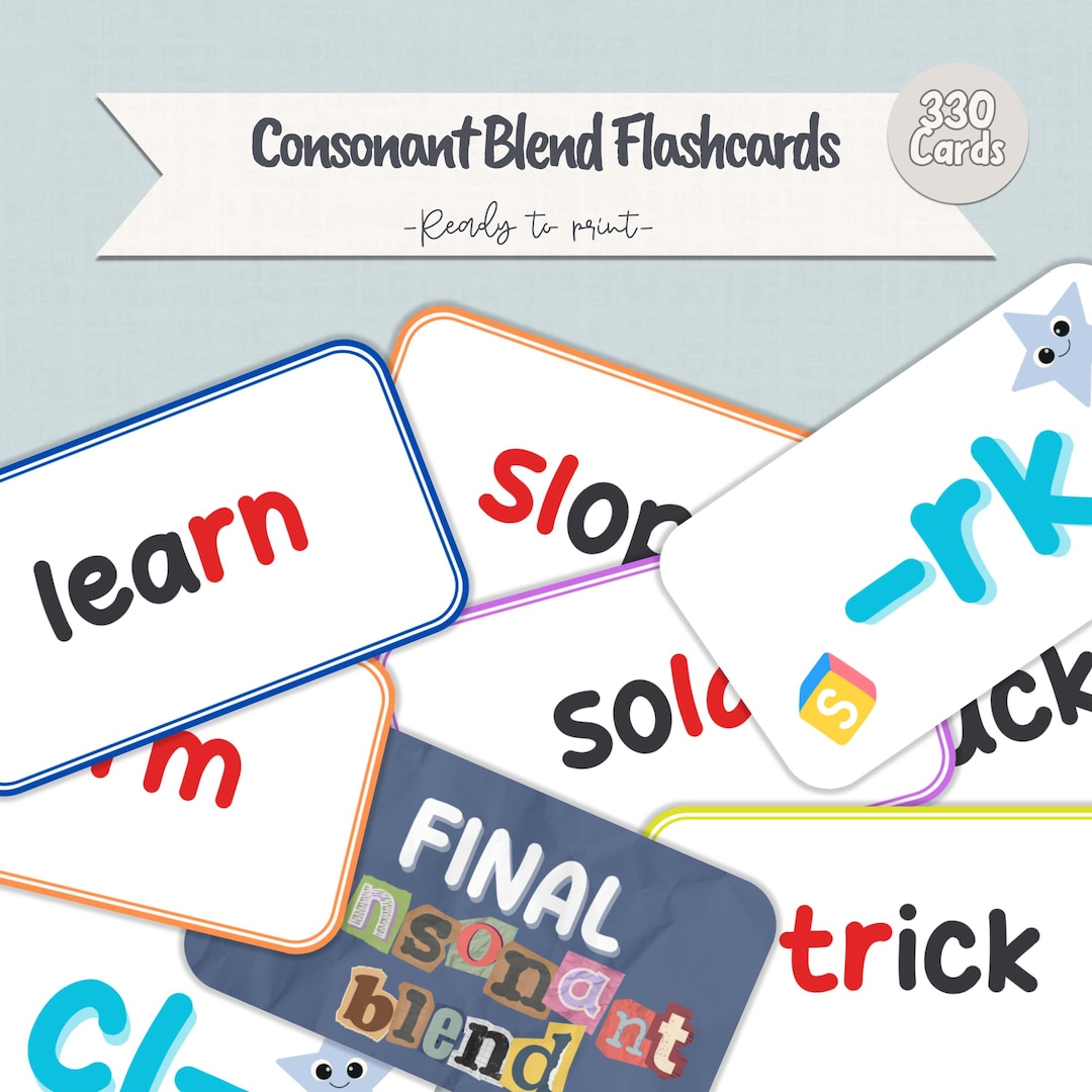 298 Consonant Blend Words Flashcards Printable Montessori Phonic Cards ...