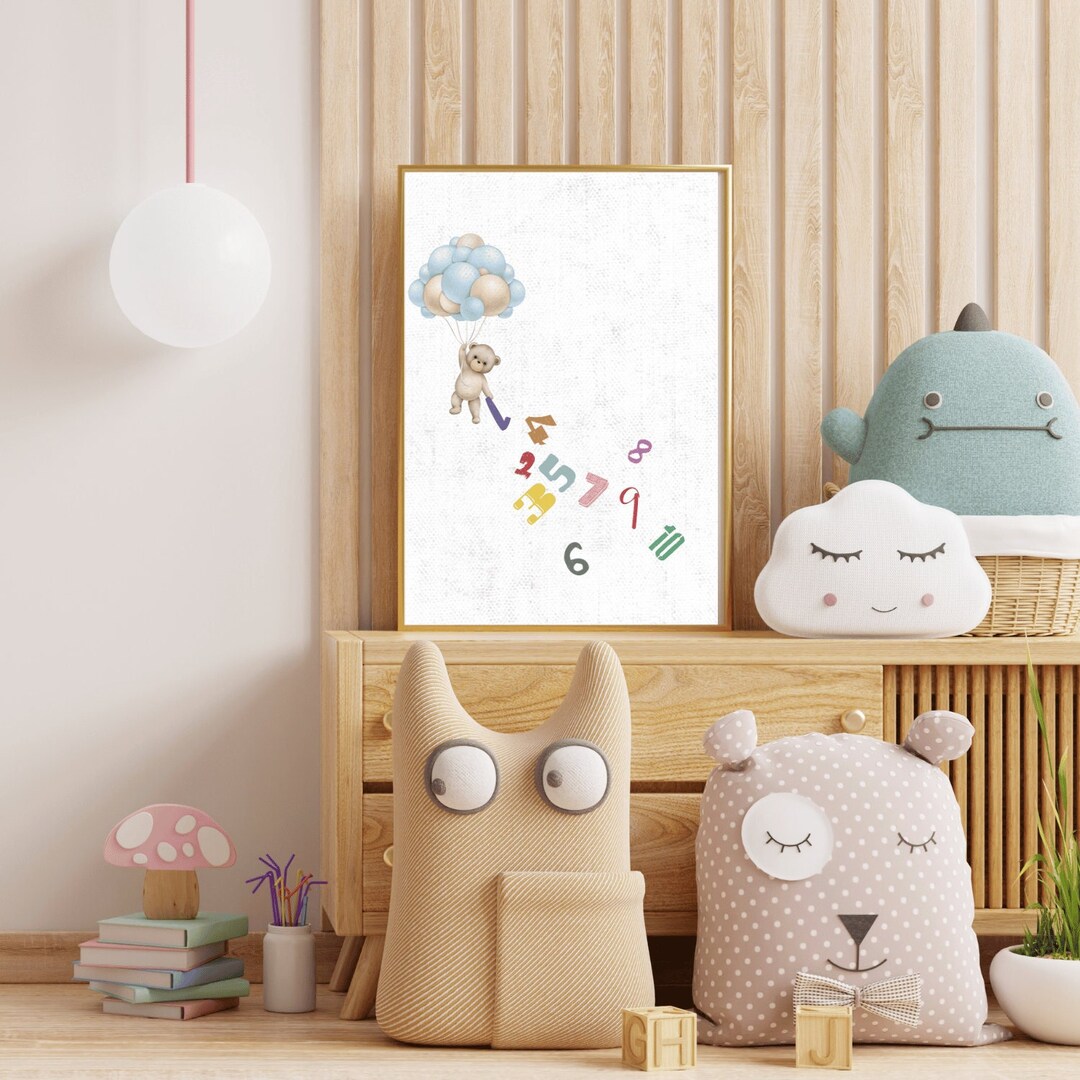 1-10 Numbers Poster, Printable Bear Educational Poster, Colorful Kid ...