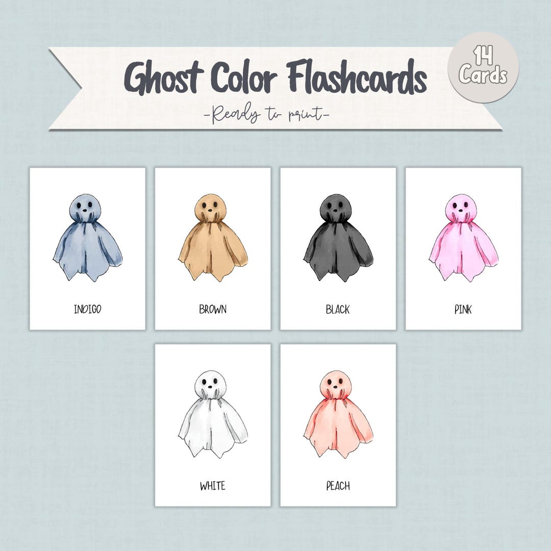 Little Ghost Color Flashcards Printable Halloween Edition Cards ...