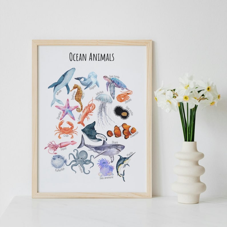 Ocean Animals Poster Printable Animals Educational Poster Montessori ...