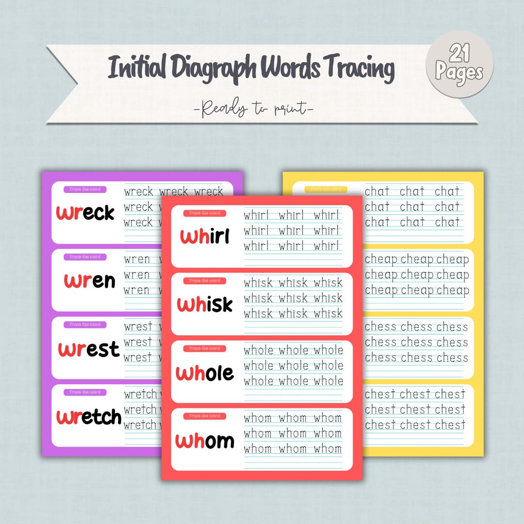 Initial Diagraph Words Tracing Worksheet Printable Pages Montessori ...