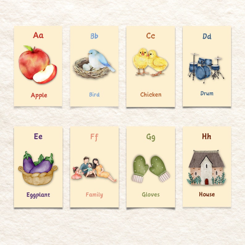 Alphabet Flash Cards Preschool A-Z Cards Printable ABC Flash Cards for ...