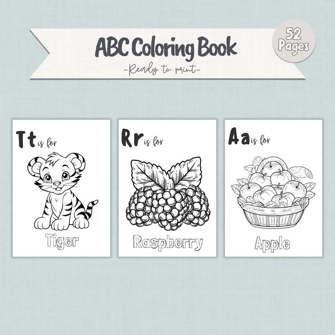 52 ABC Coloring Book Printable Montessori Pages Baby's First Book ...