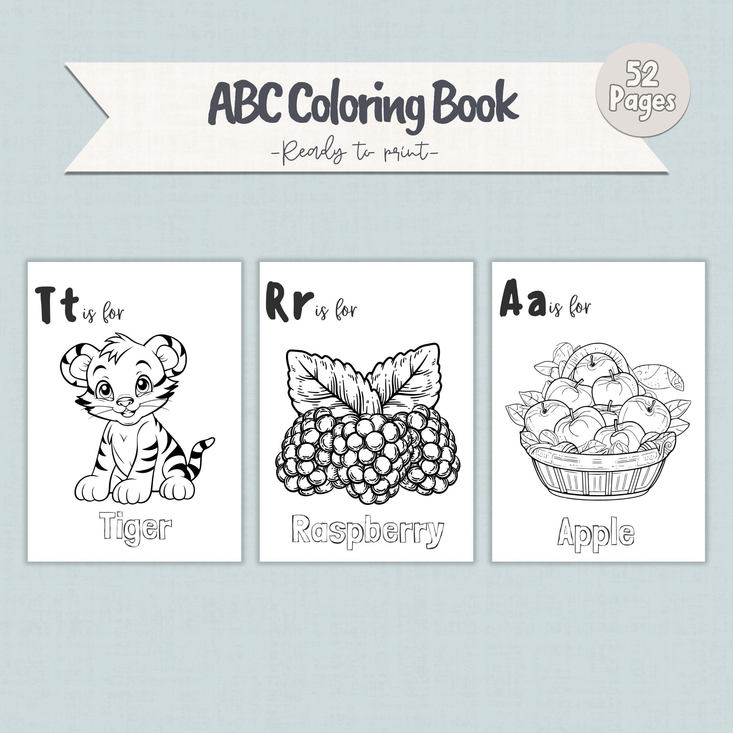 52 ABC Coloring Book Printable Montessori Pages Baby's First Book ...