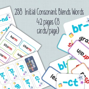298 Consonant Blend Words Flashcards Printable Montessori Phonic Cards ...
