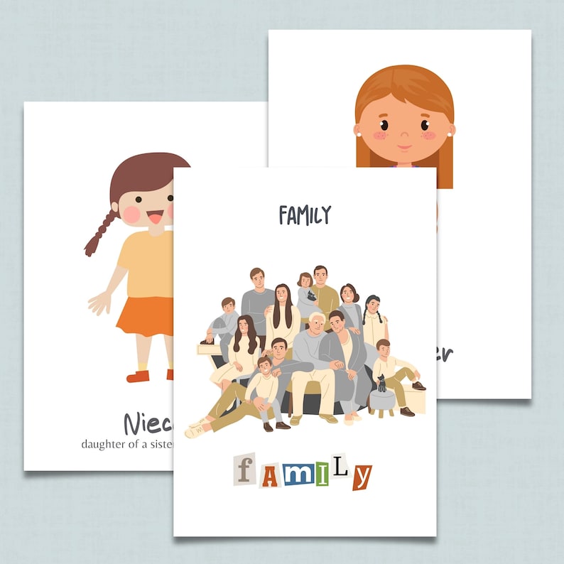 16 Family Flashcards Printable Montessori Family Flashcard Nursery Kid ...