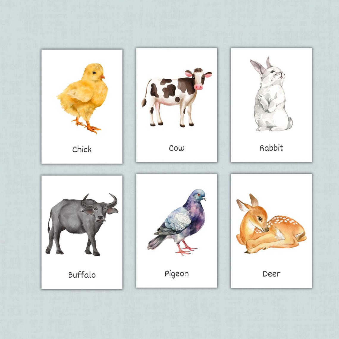 16 Farm Animals Flashcards Printable Animals Cards Animal Collection ...