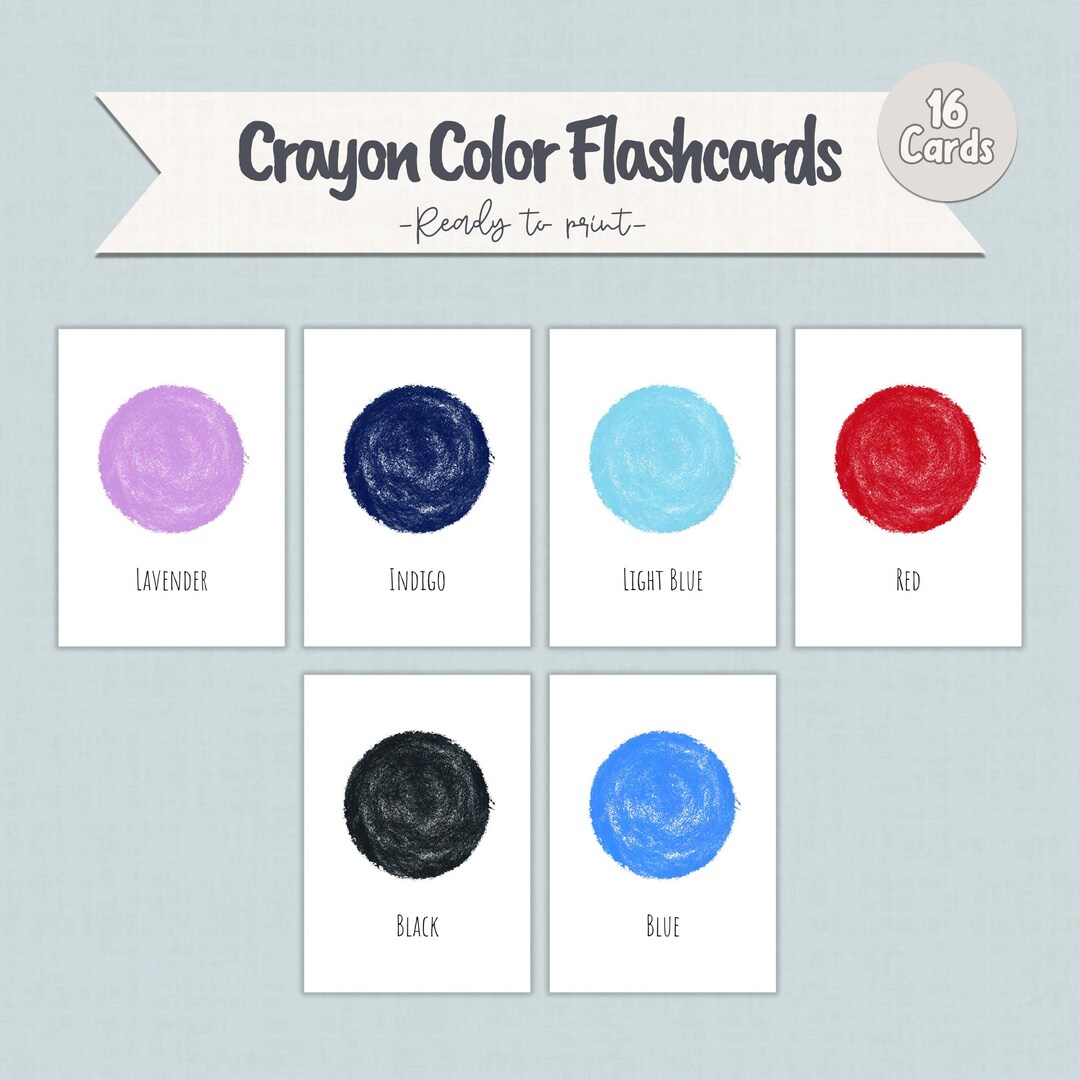 16 Crayon Color Flashcards Printable Montessori Cards Crayon Color ...