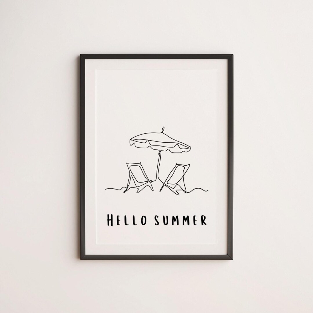 Hello Summer Line Wall Art Printable Wall Decor Minimalist Modern ...