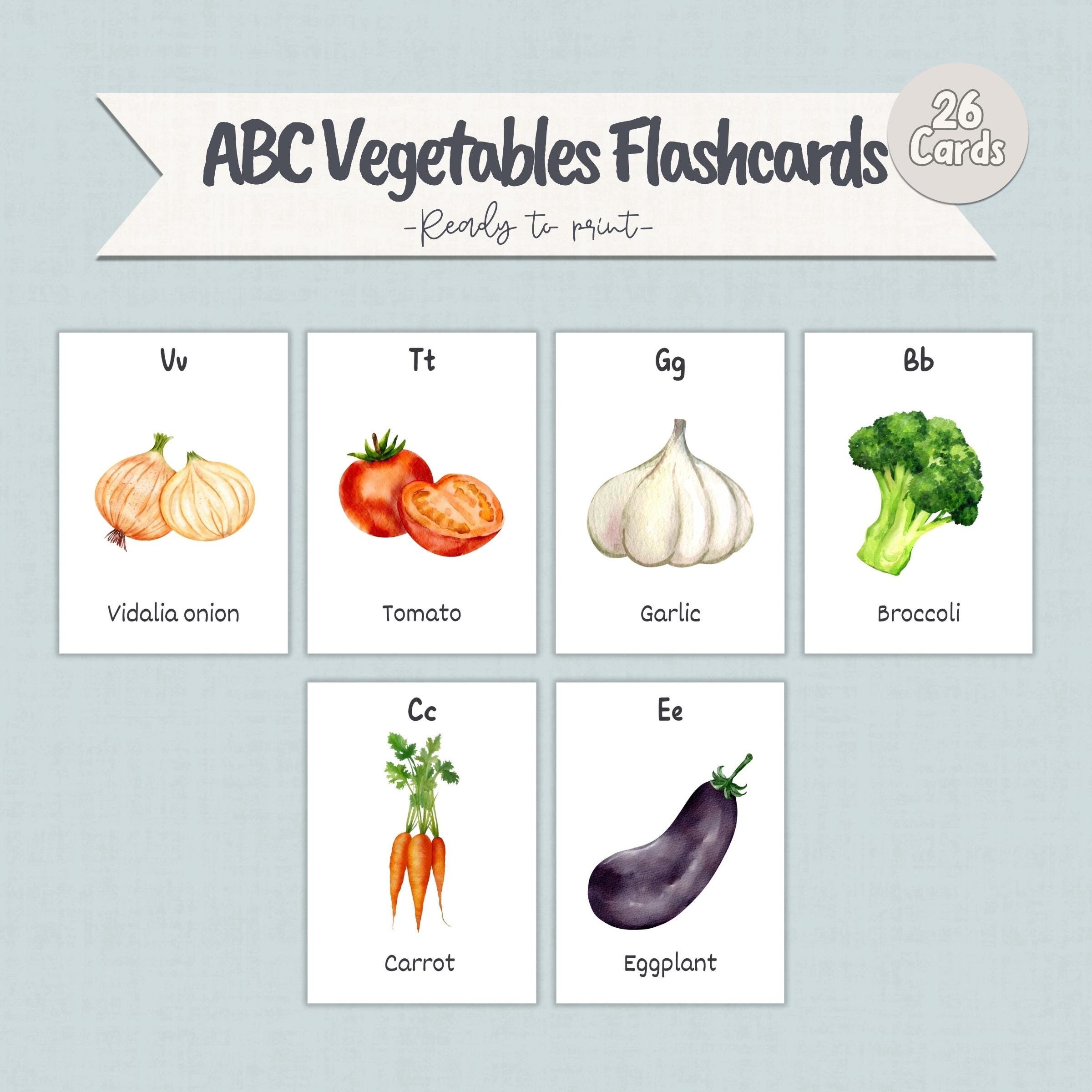 26 ABC Vegetables Flashcards Printable Alphabet Cards Vegetables ...