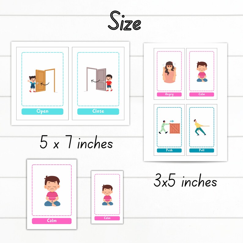 20 Opposite Flashcards, Printable Flashcard, Montessori Flashcard ...