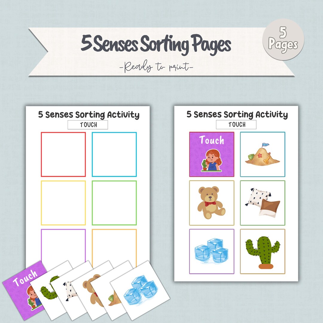 Sorting 5 Senses Activity Printable Pages Montessori Sorting Daily Kid ...