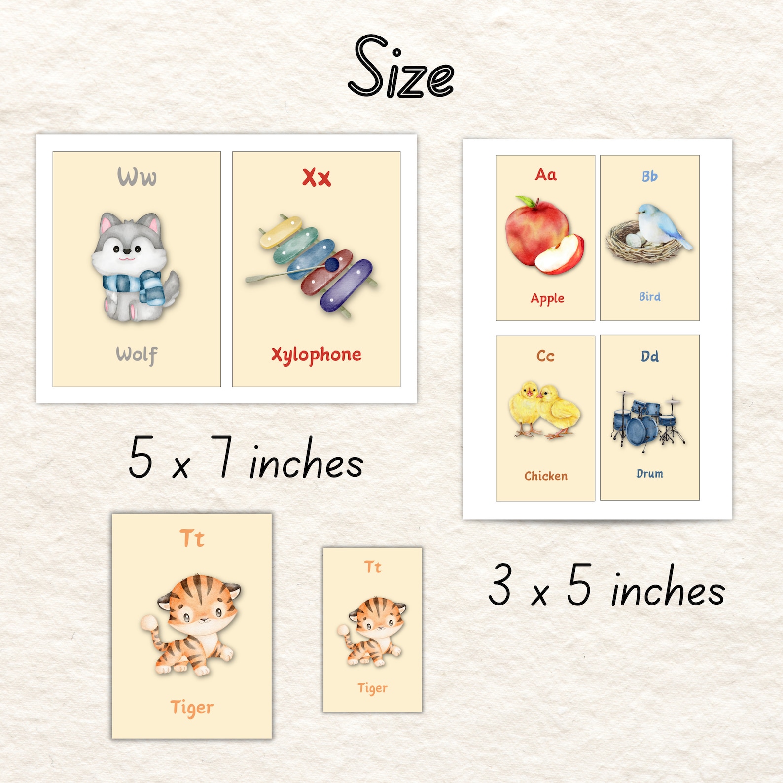 Alphabet Flash Cards Preschool A-Z Cards Printable ABC Flash Cards for ...