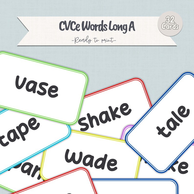 32 Cvce Long Vowel Sounds A Flashcards Printable Montessori Phonic ...