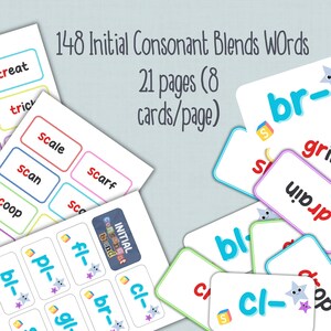Initial Consonant Blend Words Flashcards Printable Montessori Phonic ...
