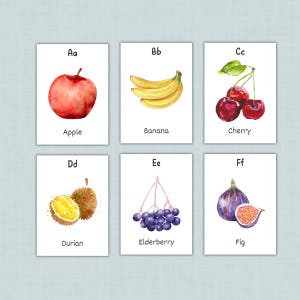 26 ABC Fruits Flashcards Printable Alphabet Cards Fruits Montessori ...