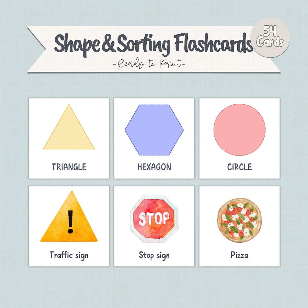 Shape and Sorting Flashcards Printable 54 Sorting Shape Flashcards ...