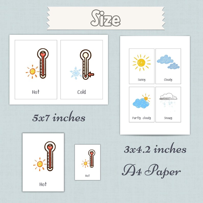 12 Weather Flashcards Printable Educational Cards Montessori Weather ...