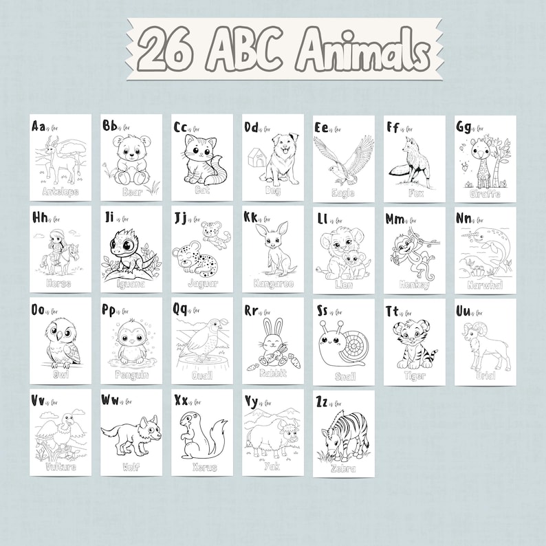 52 ABC Coloring Book Printable Montessori Pages Baby's First Book ...