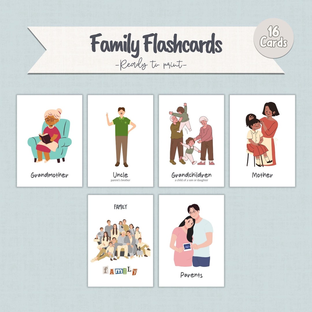 16 Family Flashcards Printable Montessori Family Flashcard Nursery Kid ...