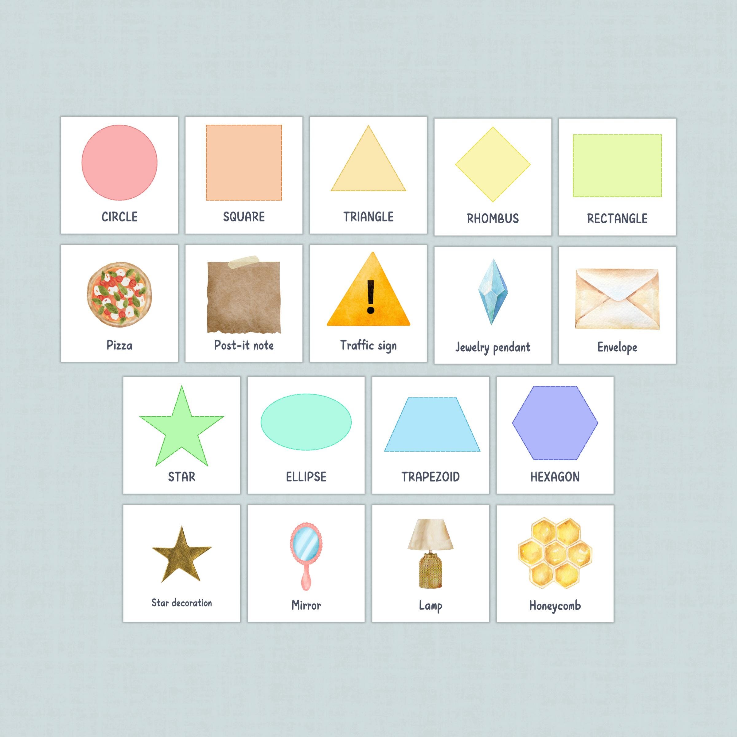 Set of 2 Sorting Flashcards Printable Flashcards Color Sorting Shape ...