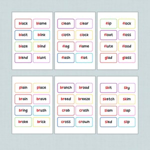 Initial Consonant Blend Words Flashcards Printable Montessori Phonic ...