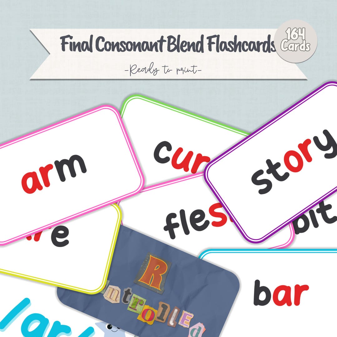 Final Consonant Blends Words Flashcards Printable Montessori Phonic ...