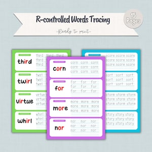 60 R-controlled Words Worksheet Printable Pages Montessori Phonics ...