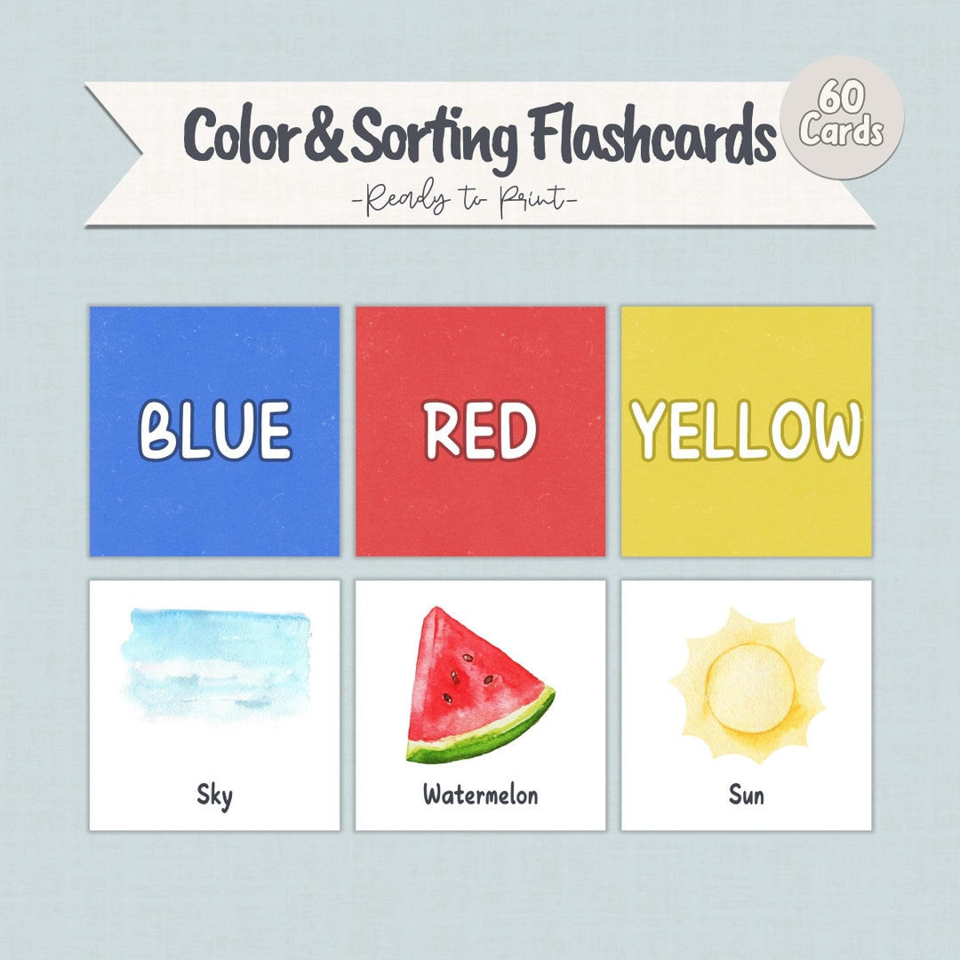 Color and Sorting Flashcards Printable 60 Color and Sorting Cards ...