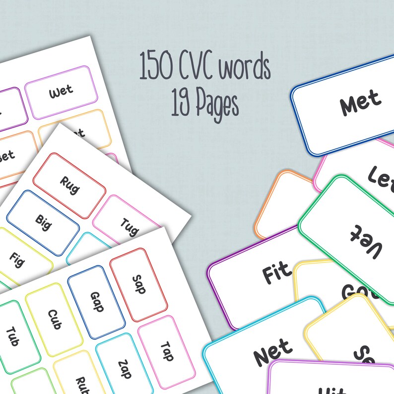 150 CVC Words Flashcards Printable Montessori Phonics Cards CVC Kid ...