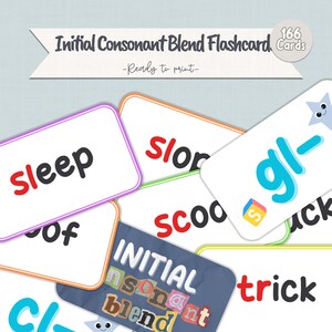 Initial Consonant Blend Words Flashcards Printable Montessori Phonic ...