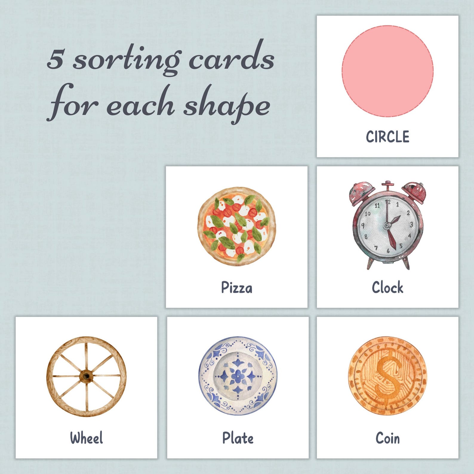 Set of 2 Sorting Flashcards Printable Flashcards Color Sorting Shape ...