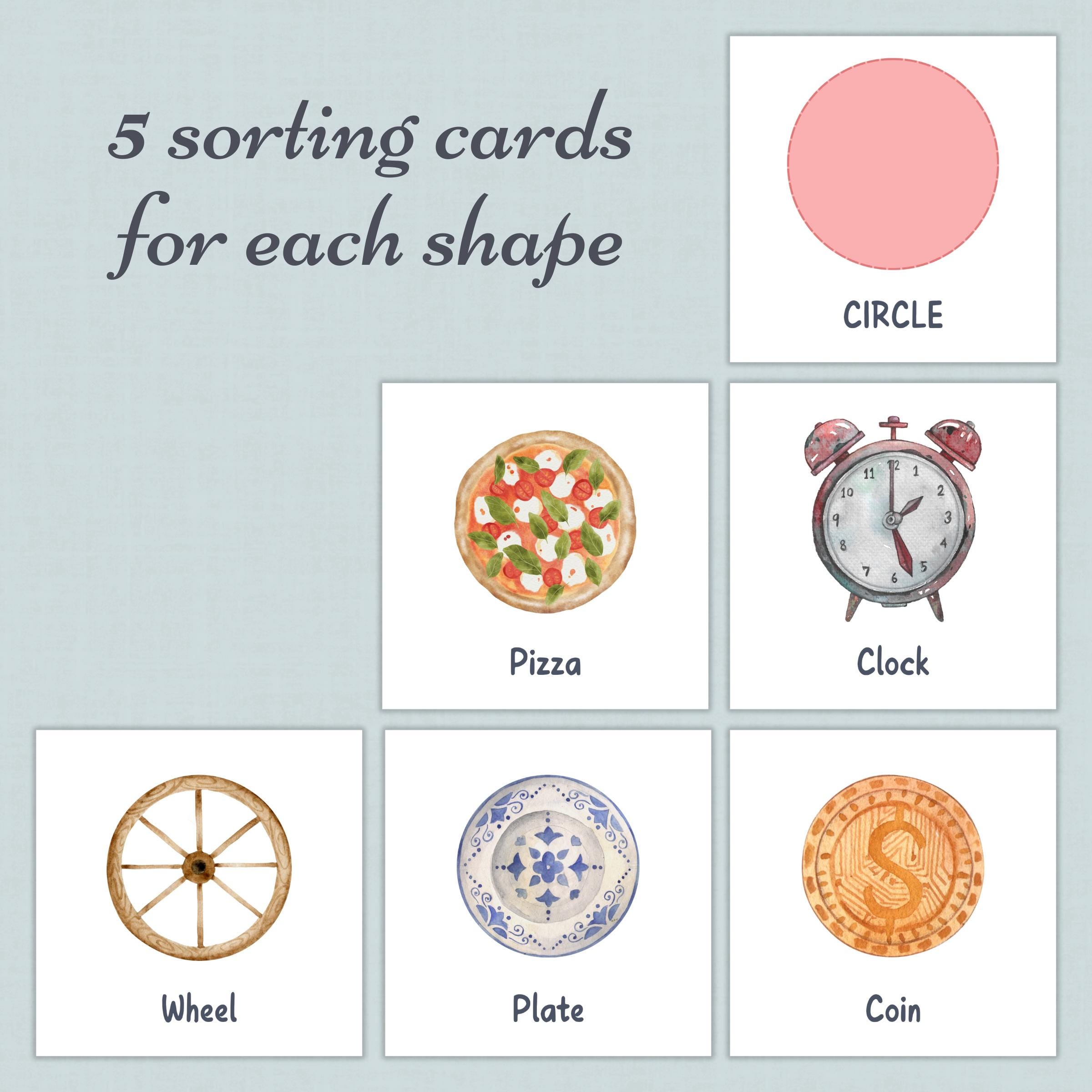 Set of 2 Sorting Flashcards Printable Flashcards Color Sorting Shape ...