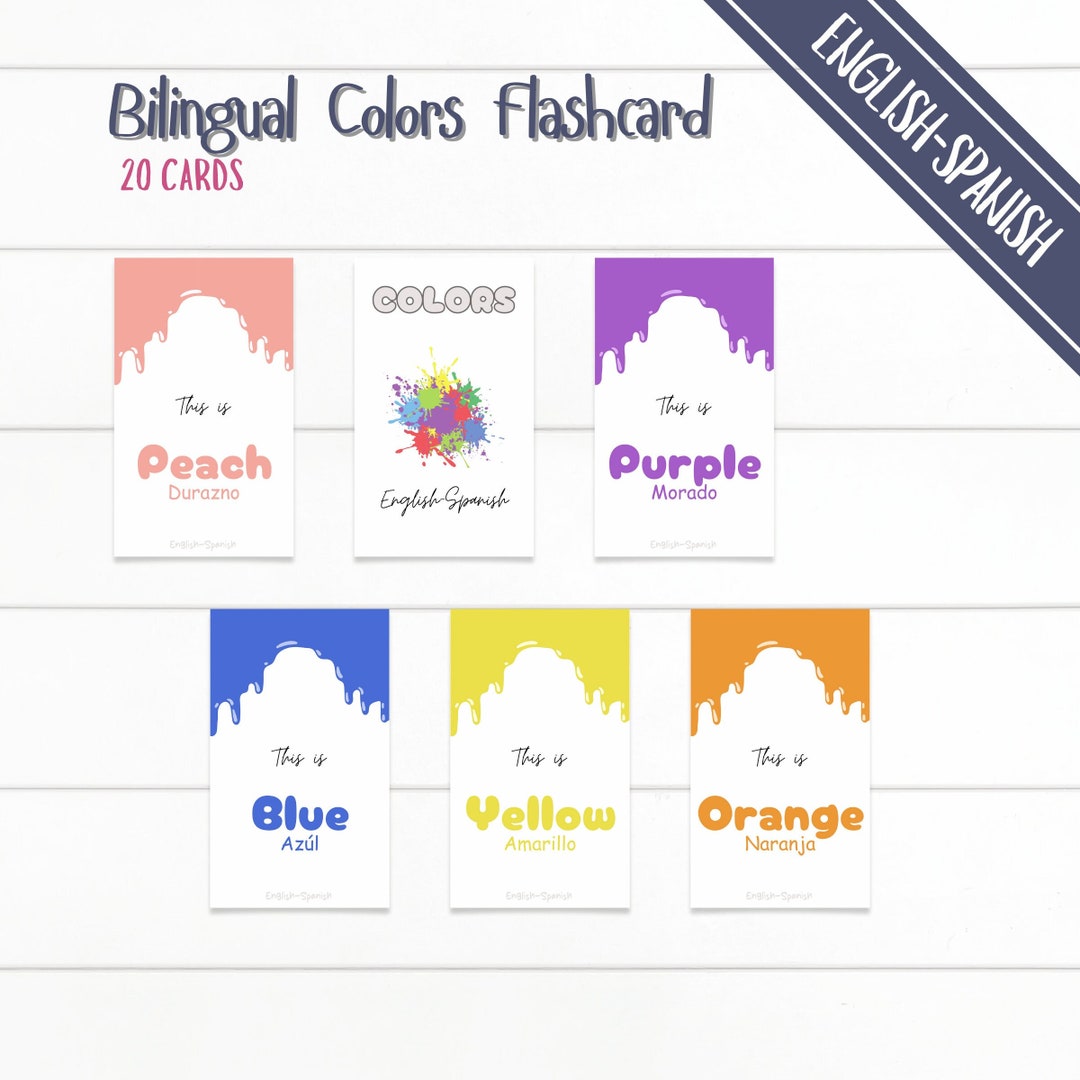 Bilingual Colors Flashcard, English-spanish Flashcard, Printable ...