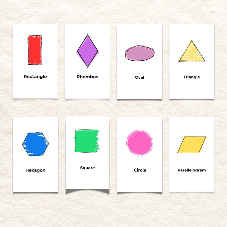 Shapes Flash Cards Printable Shapes Cards for Kid Educational Cards ...