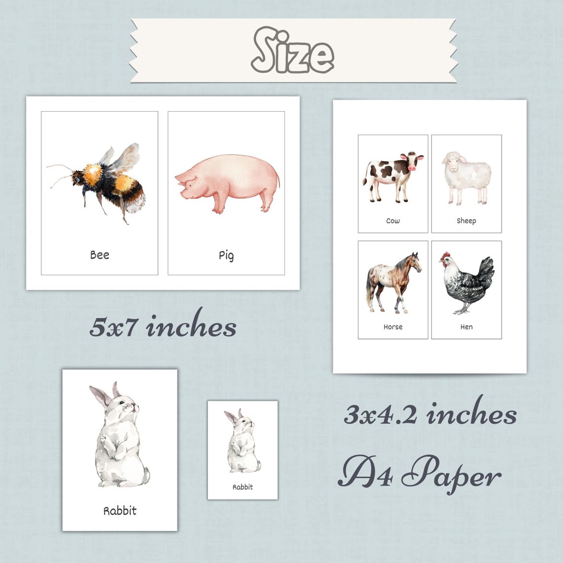 16 Farm Animals Flashcards Printable Animals Cards Animal Collection ...
