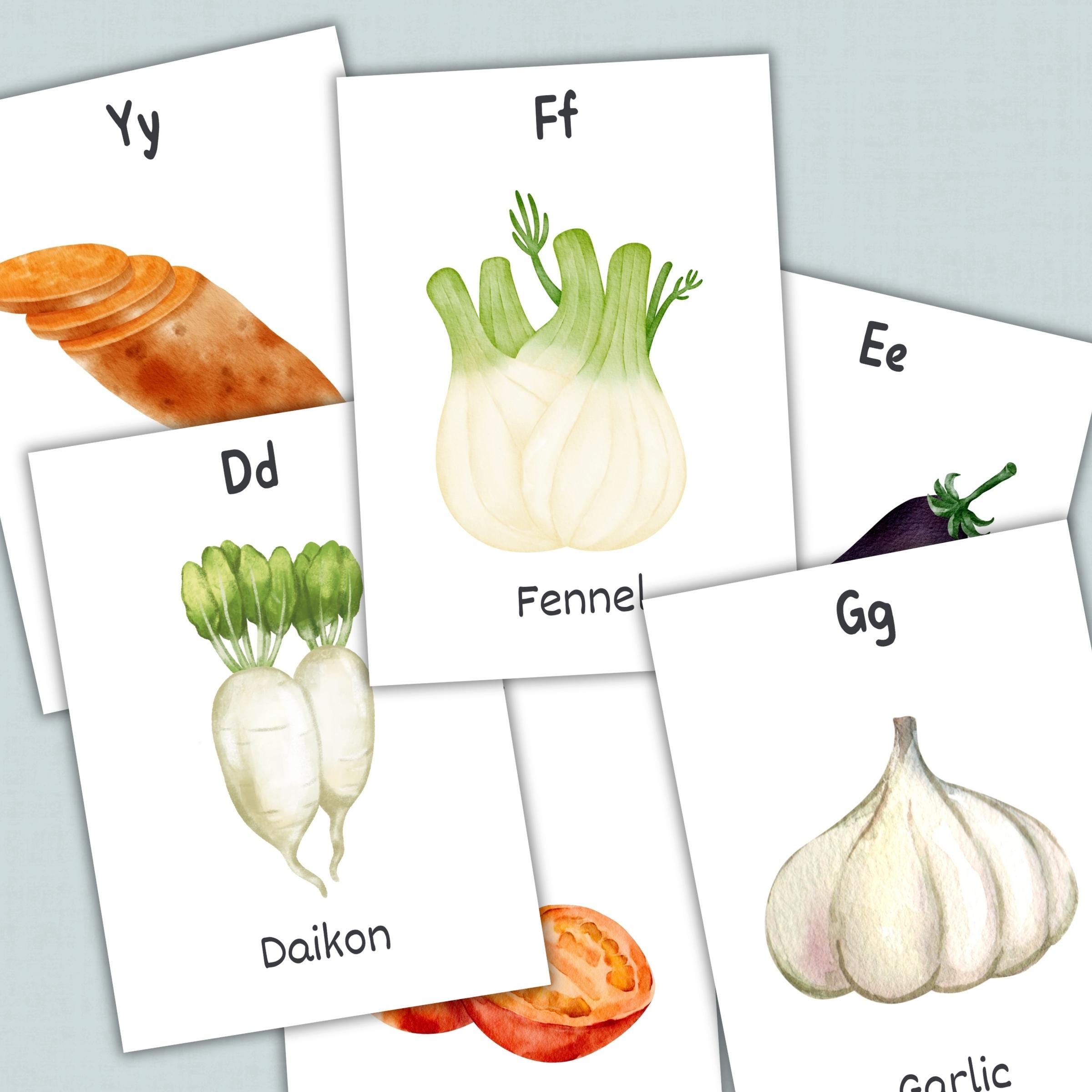 26 ABC Vegetables Flashcards Printable Alphabet Cards Vegetables ...