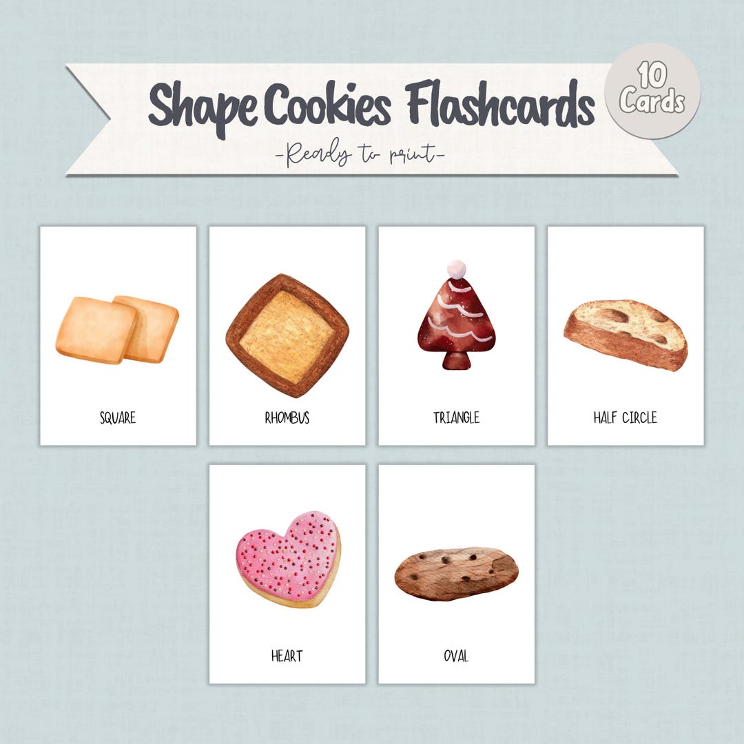 10 Shape Flashcards Printable Shape Cookies Montessori Shape Cards ...