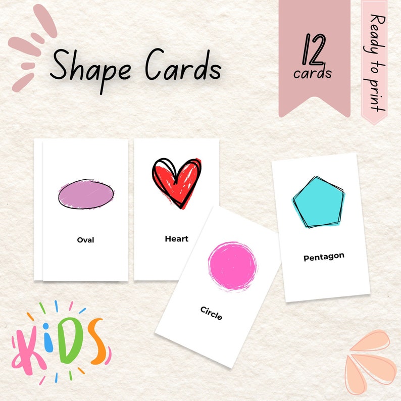 Shapes Flash Cards Printable Shapes Cards for Kid Educational Cards ...