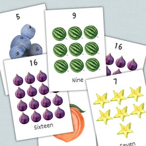20 Numbers Fruits Flashcards Printable Learnt to Count Cards Fruits ...