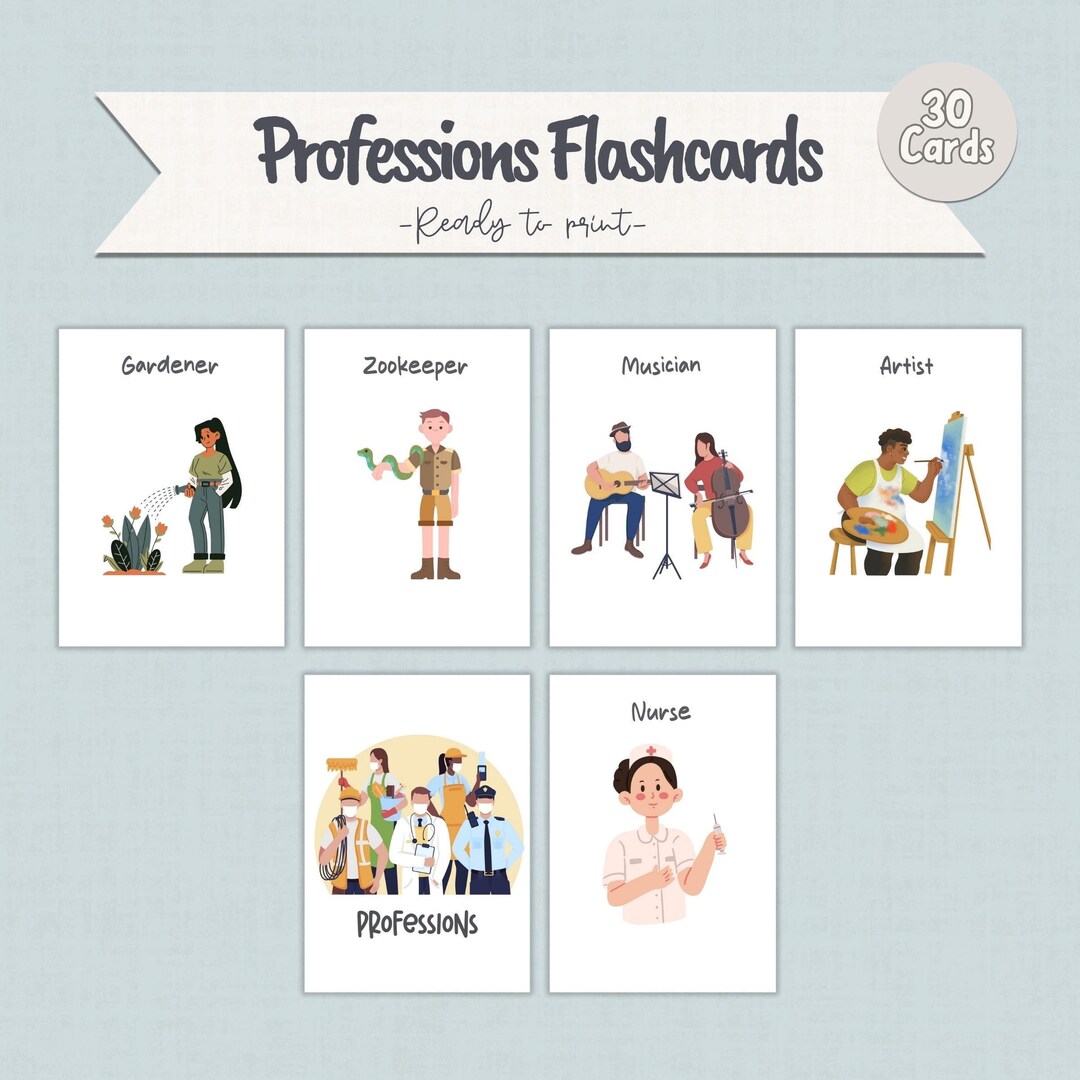 30 Professions Flashcard Printable Flashcards Montessori Professions ...