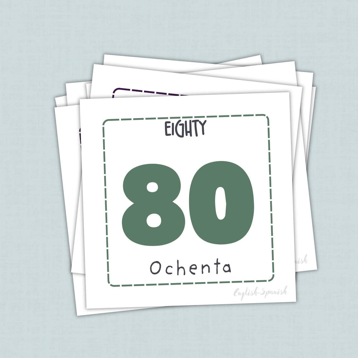 Numbers Flashcards 100 Numbers Printable Bilingual Flashcard English ...