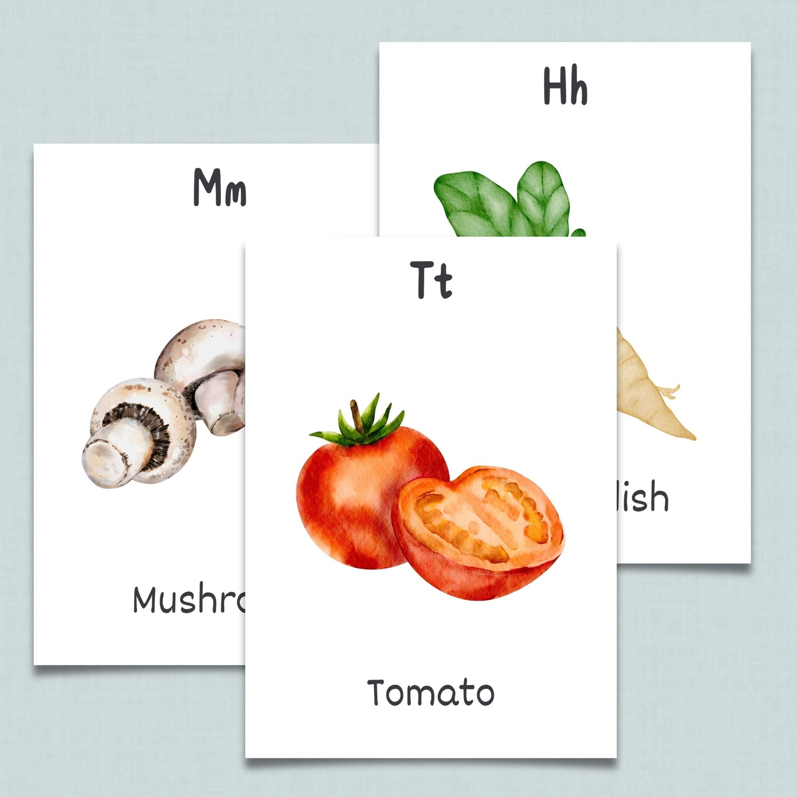 26 ABC Vegetables Flashcards Printable Alphabet Cards Vegetables ...
