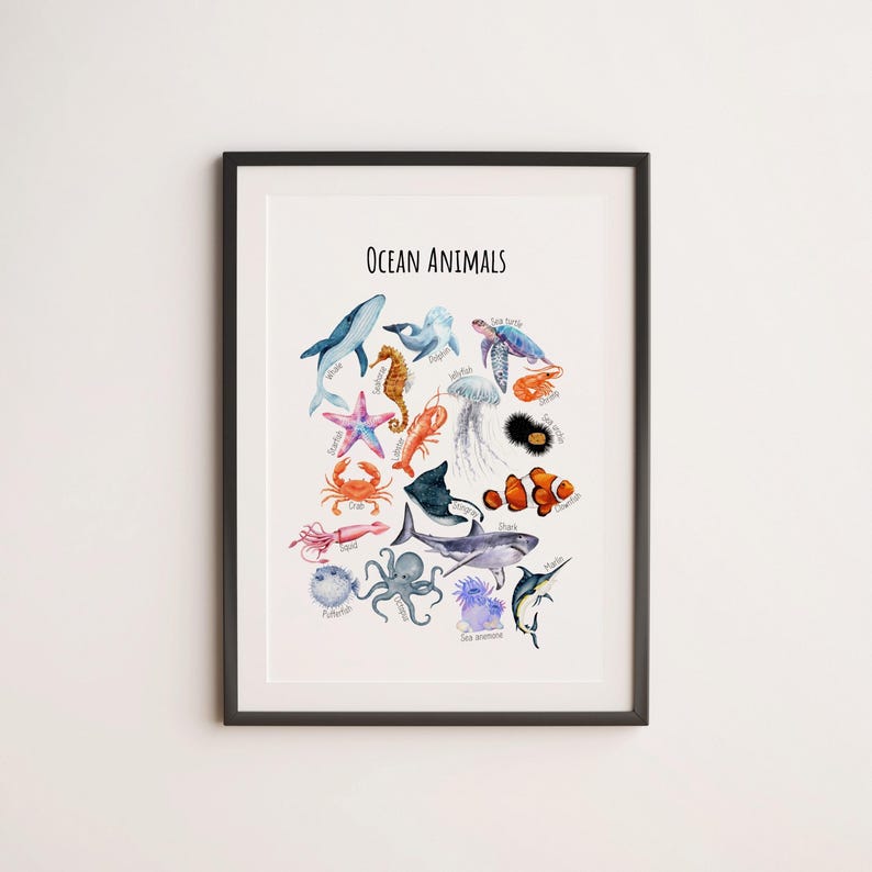Ocean Animals Poster Printable Animals Educational Poster Montessori ...